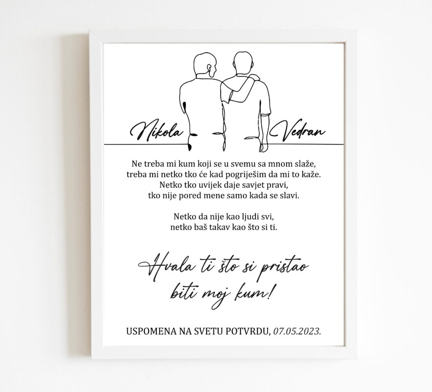 Personalizirani poster - Uspomena za kuma od krizmanika - MS Store