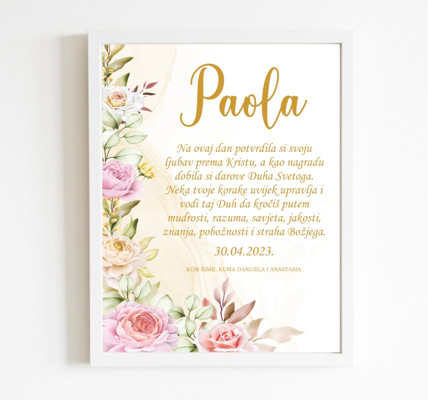 Personalizirani poster - Uspomena za svetu potvrdu / krizmu (Dizajn 1 ...