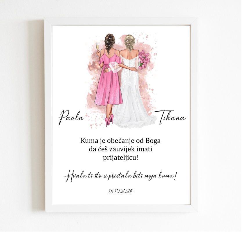 Personalizirani poster - Zahvala za kumu na vjenčanju - MS Store